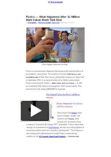 Fizzics — What Happened After $2 Million Mark Cuban Shark Tank Deal (1 ...