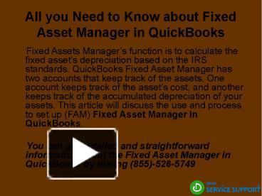 how to use Quickbooks fixed asset manager | Full details presentation ...