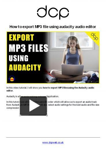 How to export mp3 file using audacity audio editor presentation | free ...