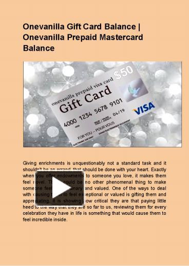 Onevanilla Gift Card Balance | Onevanilla Prepaid Mastercard Balance ...