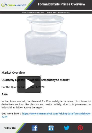 Formaldehyde Prices, News, Market Analysis | ChemAnalyst presentation ...