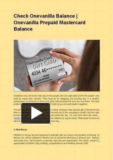 PPT – Check Onevanilla Balance | Onevanilla Prepaid Mastercard Balance ...