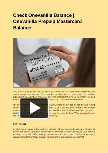 PPT – Onevanilla Prepaid Mastercard Balance | Onevanilla balance ...