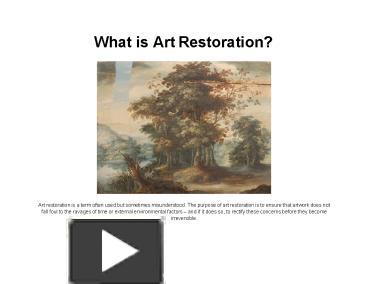 PPT – What is Art Restoration? PowerPoint presentation | free to ...