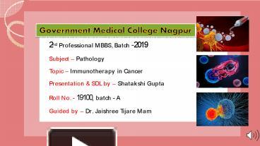 Immunotherapy In Cancer presentation | free to download