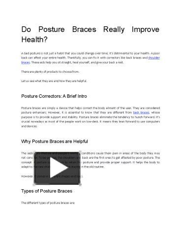 Do Posture Braces Really Improve Health? presentation | free to download