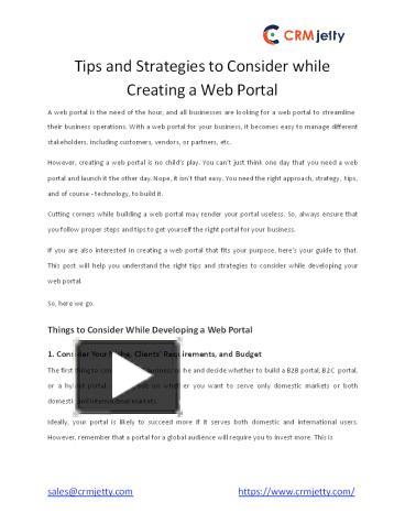 Tips and Strategies to Consider while Creating a Web Portal ...