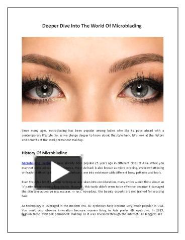 Deeper Dive Into The World Of Microblading presentation | free to download