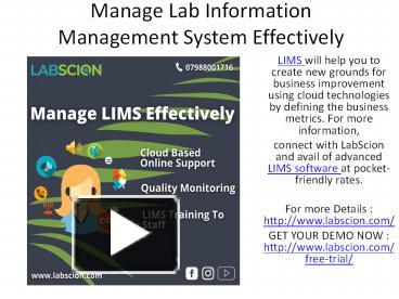 PPT – Manage Lab Information Management System Effectively PowerPoint ...