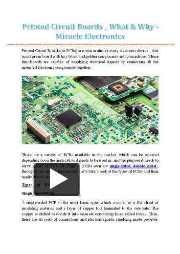 PPT – Printed Circuit Boards _ What & Why - Miracle Electronics ...