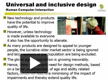 Universal and inclusive design Human Computer Interaction presentation ...