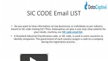 SIC Code Mailing List | SIC Code Based Business Database presentation ...