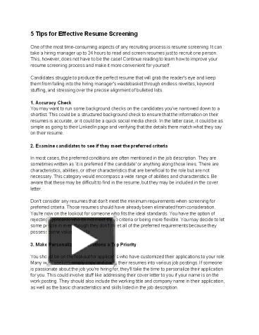 PPT – 5 Tips for Effective Resume Screening PowerPoint presentation ...