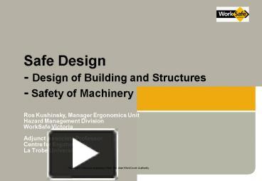 PPT – Safe Design Design of Building and Structures Safety of Machinery ...