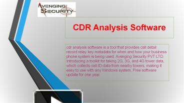 CDR Analysis Software presentation | free to download