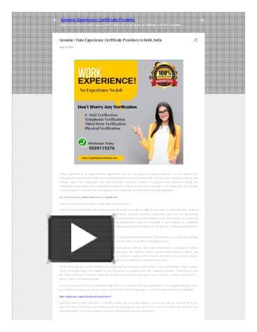 PPT – Genuine / Fake Experience Certificate Providers in Delhi, India ...