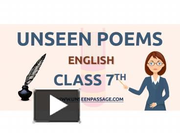 Unseen Poem for Class 7 in English | Latest Unseen poem Photo Slideshow ...