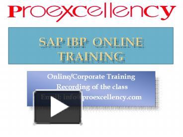 sap ibp training by proexcellency presentation | free to download