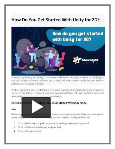 How Do You Get Started With Unity for 2D? presentation | free to download