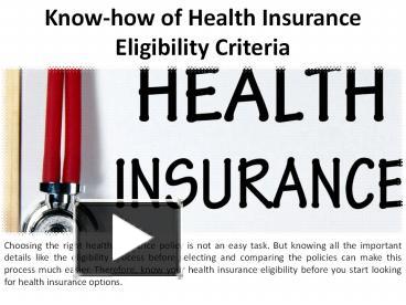 PPT – Understanding the Criteria for Health Care Eligibility PowerPoint ...