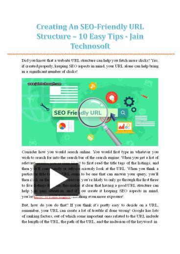 PPT – Creating An SEO-Friendly URL Structure – 10 Easy Tips - Jain ...