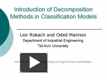 PPT – Introduction of Decomposition Methods in Classification Models ...