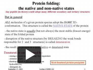Protein folding: the native and nonnative states presentation | free to ...