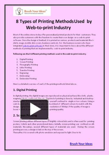 8 Types of Printing Methods Used by Web-to-print Industry presentation ...