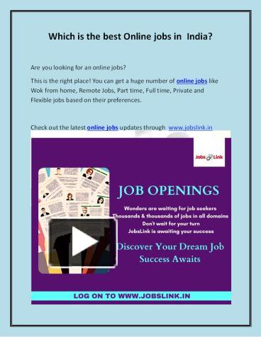PPT – Which is the best Online jobs in India? PowerPoint presentation ...
