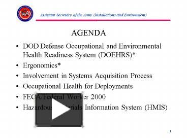PPT – DOD Defense Occupational and Environmental Health Readiness ...