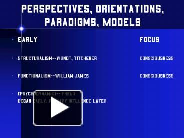 PPT – Perspectives, Orientations, Paradigms, Models PowerPoint ...