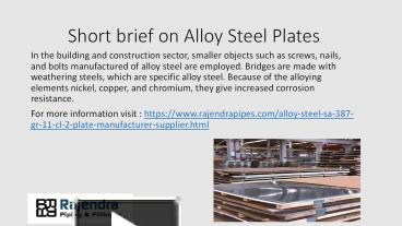 Short brief on Alloy Steel Plates presentation | free to download