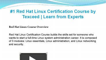 #1 Red Hat Linux Certification Course by Texceed | Learn from Experts ...