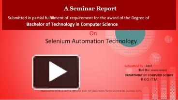 Presentation on Selenium Automation Technology ll Master Tutorials ...