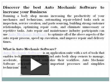 How do you choose the best Auto Mechanic Software for your business ...