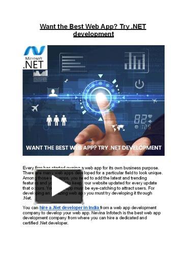 PPT – Want the Best Web App? Try .NET development PowerPoint ...