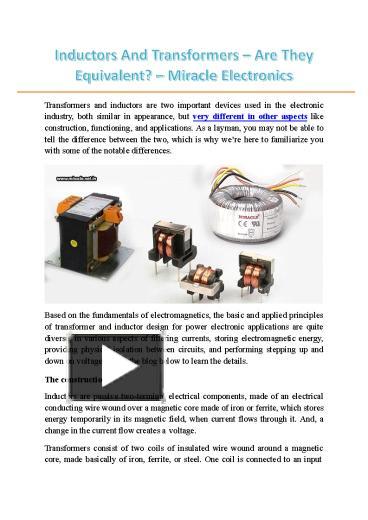 PPT – Inductors And Transformers – Are They Equivalent? – Miracle ...