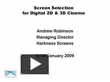 PPT – Screen Selection for Digital 2D PowerPoint presentation | free to ...