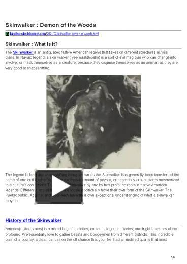 PPT – Skinwalker : Demon of the Woods PowerPoint presentation | free to ...