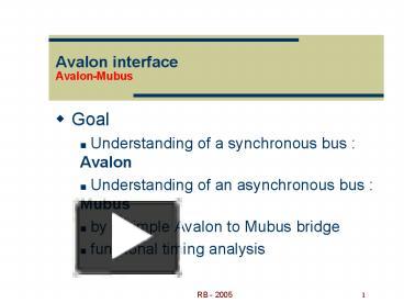 Avalon interface AvalonMubus presentation | free to view