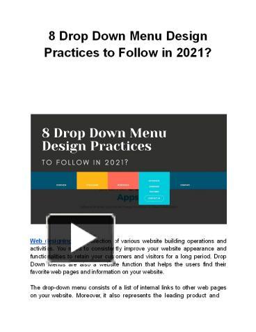 PPT – 8 Drop Down Menu Design Practices to Follow in 2021? PowerPoint ...