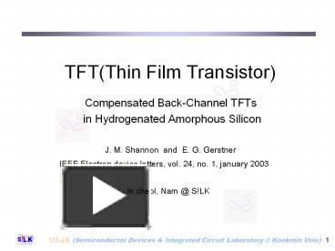 TFT(Thin Film Transistor) presentation | free to view
