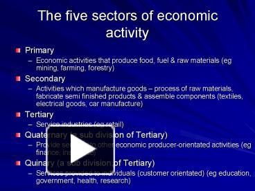 PPT – The five sectors of economic activity PowerPoint presentation ...