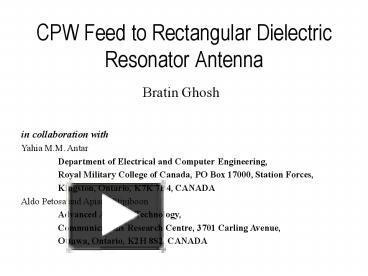 CPW Feed to Rectangular Dielectric Resonator Antenna presentation ...
