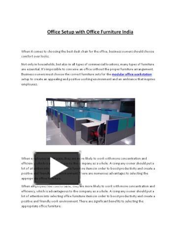 PPT – Office Setup with Office Furniture India PowerPoint presentation ...