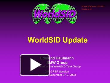 WorldSID Update presentation | free to download