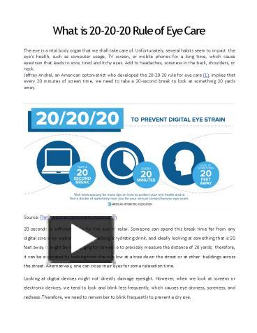 What is 20-20-20 Rule of Eye Care presentation | free to download