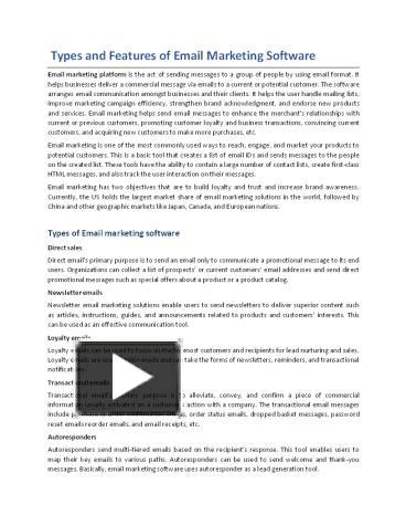 Types and Features of Email Marketing Software presentation | free to ...