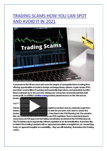TRADING SCAMS:HOW YOU CAN SPOT AND AVOID IT IN 2021 presentation | free ...