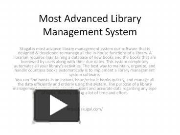 PPT – Most Advanced Library Management System PowerPoint presentation ...